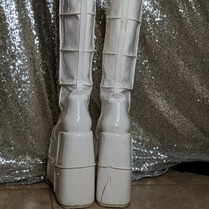 Demonia | Shoes | Rare White Demonia Stacks Platform Boots | Poshmark